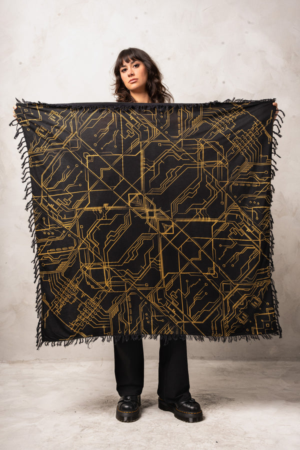 Scarf Ankita Black Gold Shemag | Cotton Linen Scarf with Sacred ...